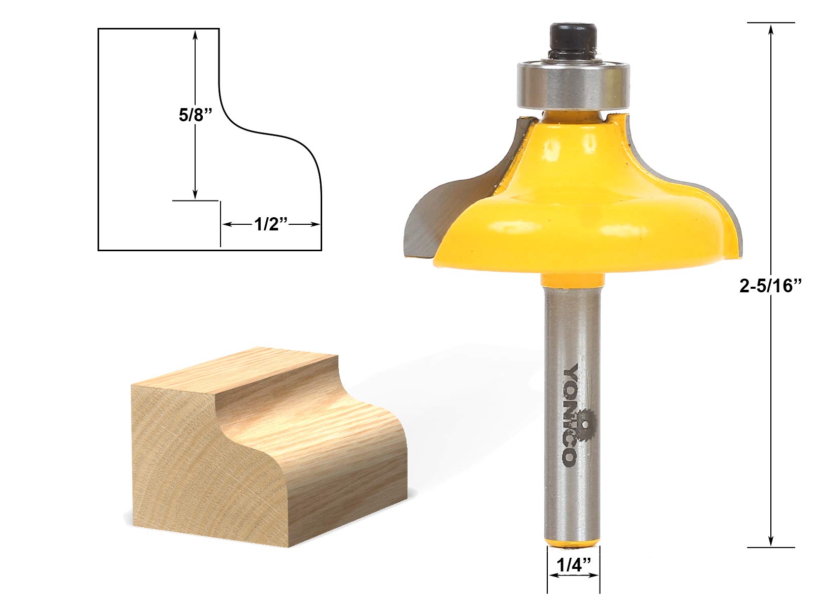 Snapklik.com : YONICO Ogee Router Bits Edge Forming 1/4-Inch Radius 1/4 ...