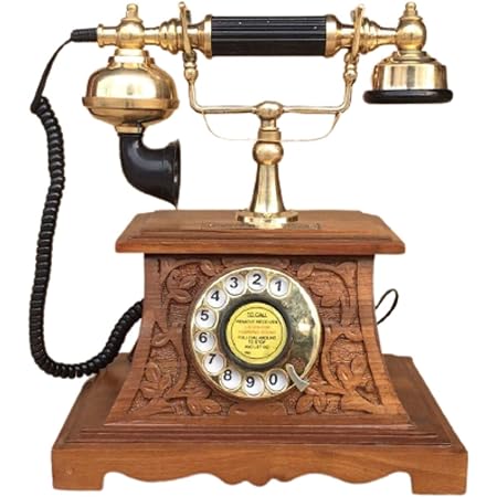 India Meets India Antique Wooden Landline Telephone Vintage Style with ...