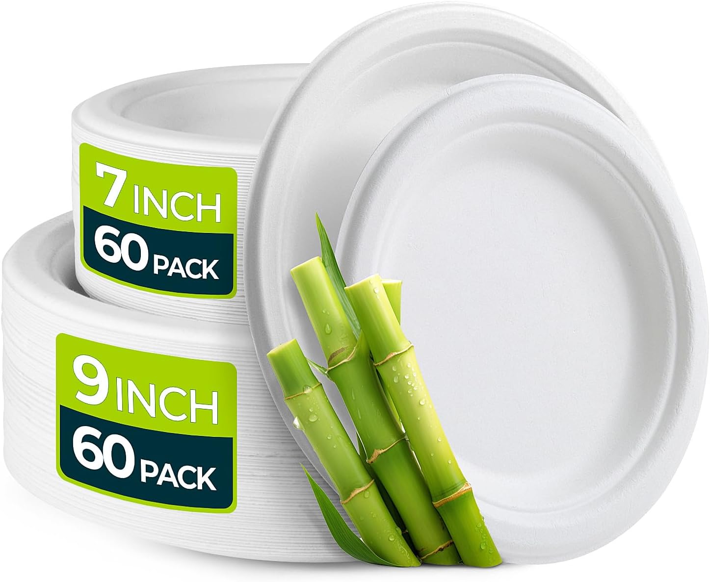 Amazon.com: Hihomry 120 Count Compostable Paper Plates Set 7 Inch & 9 ...