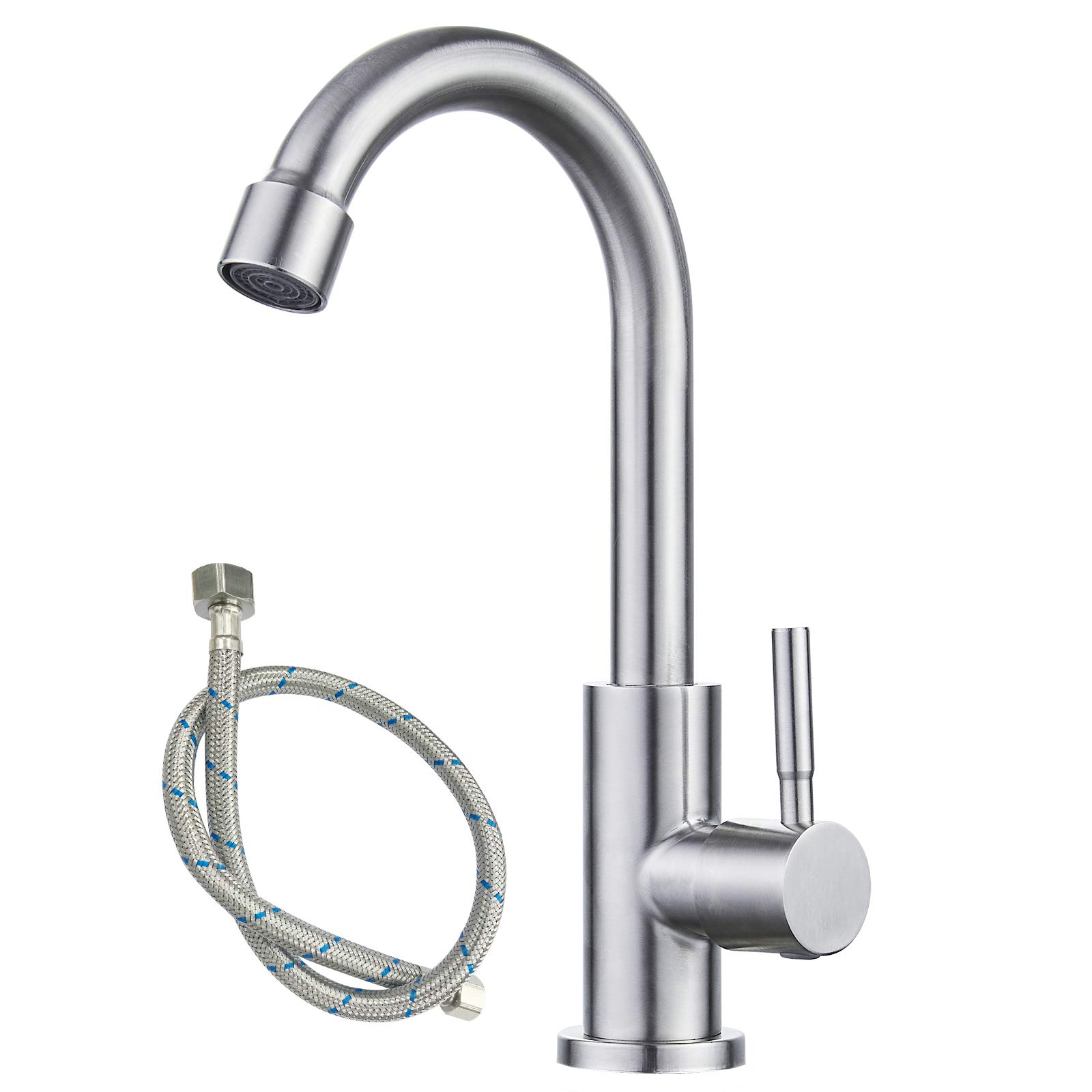 Buy Cold Water Only Kitchen Faucet Brushed Nickel Single Handle 1 Hole ...