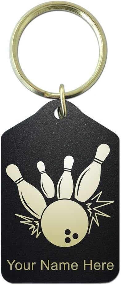Amazon.com: Keychain, Bowling Ball and Pins, Personalized Engraving ...