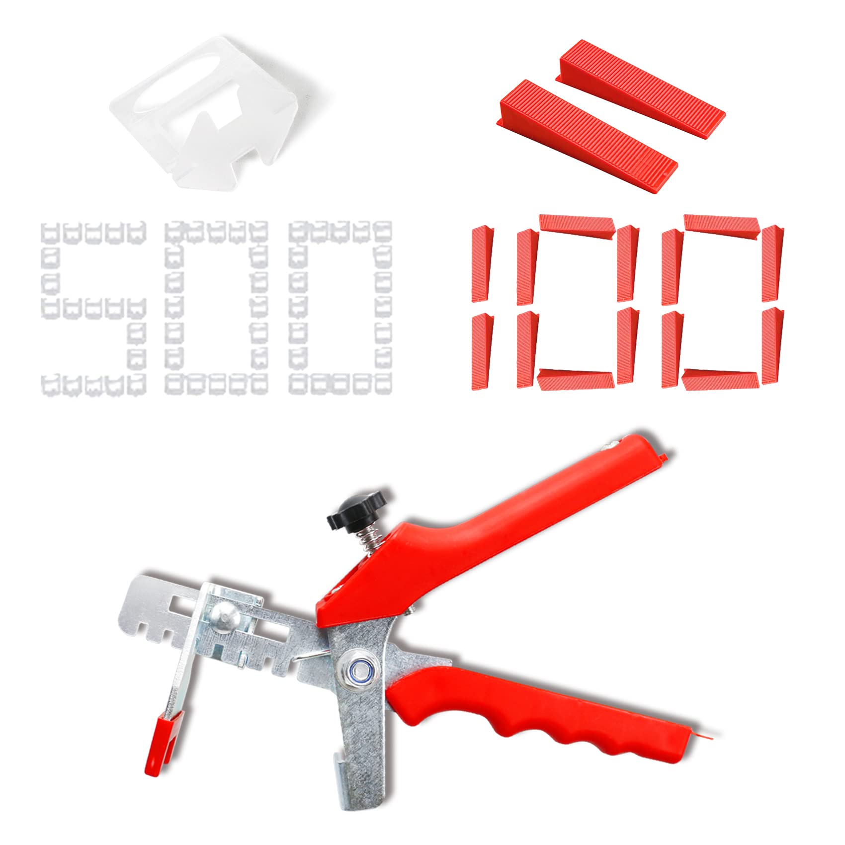Tile Leveling System 1/8", 500 Pcs Tile Spacers Clips, 100 Pcs Reusable ...
