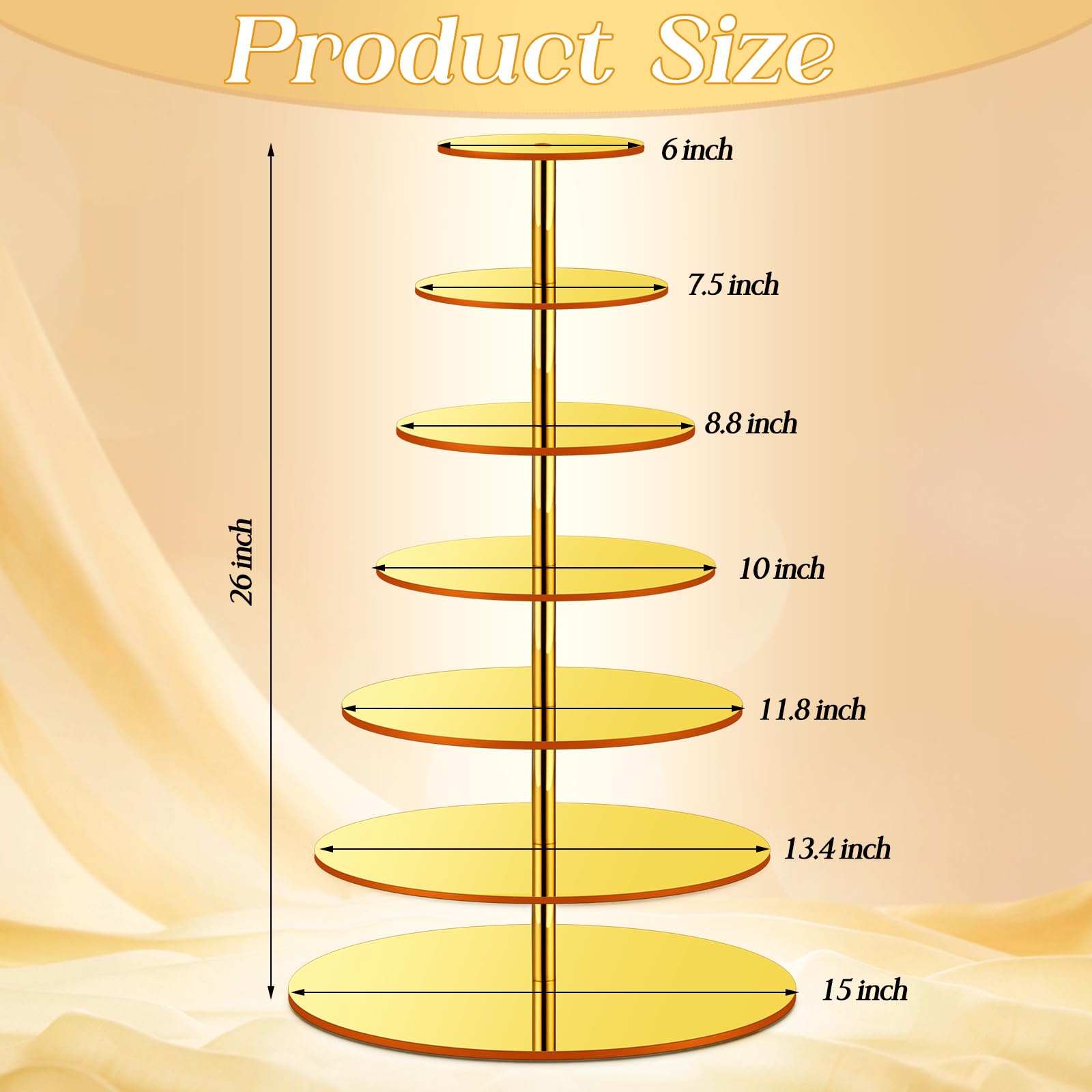 Snapklik.com : 7 Tier Gold Mirror Cupcake Stand Round Cupcake Display ...