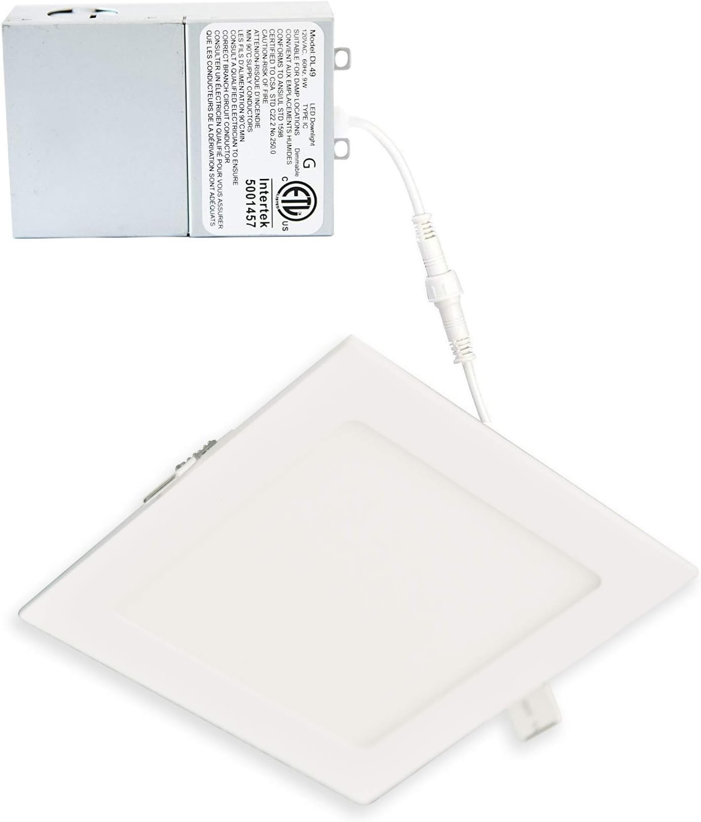 LED FANTASY 4-Inch 9W 120V Square Recessed Ultra Thin Ceiling LED Panel ...