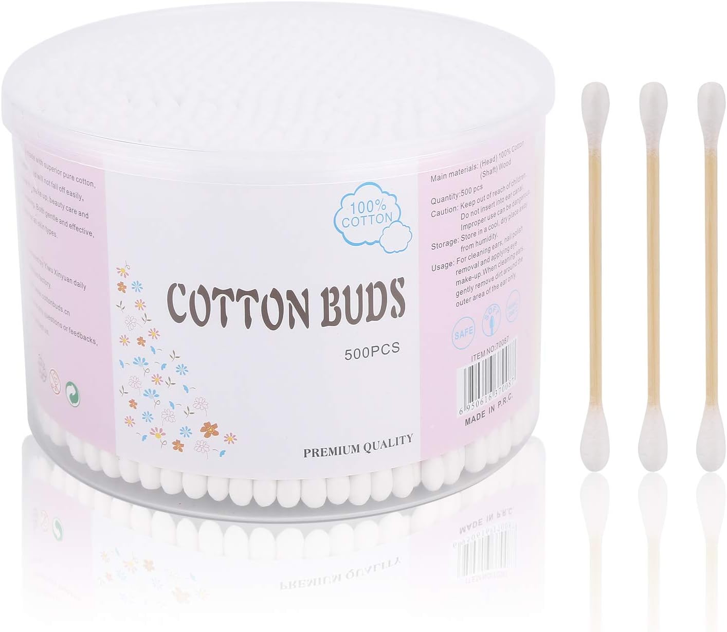 Amazon.com : 500pcs Cotton Swabs Double Round with Natural Wooden ...