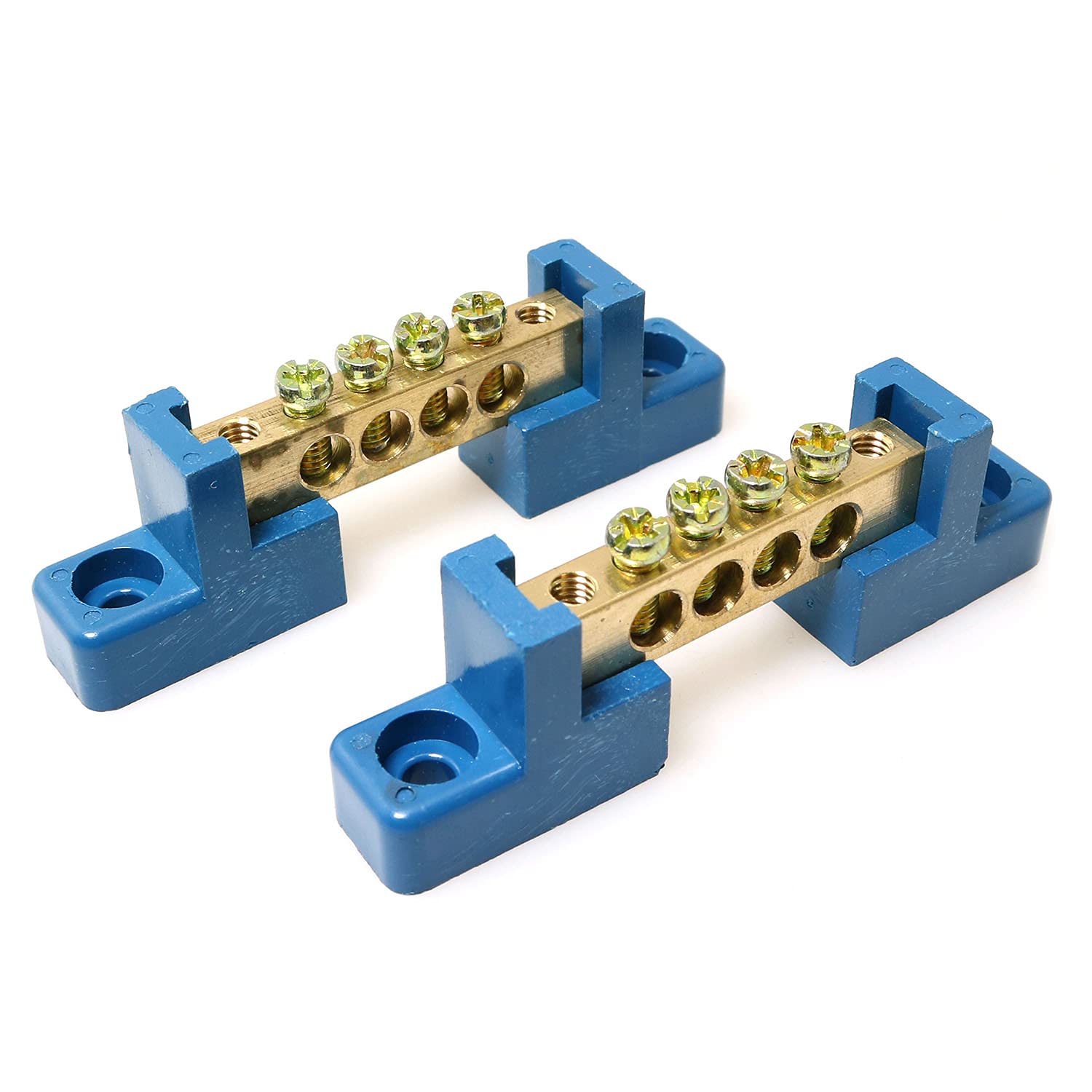 RLECS 2pcs Terminal Bus Bar 4 Positions Terminal Block Brass Wire Screw rlecs-2pcs-terminal-bus-bar-4-positions-terminal-block-brass-wire-screw