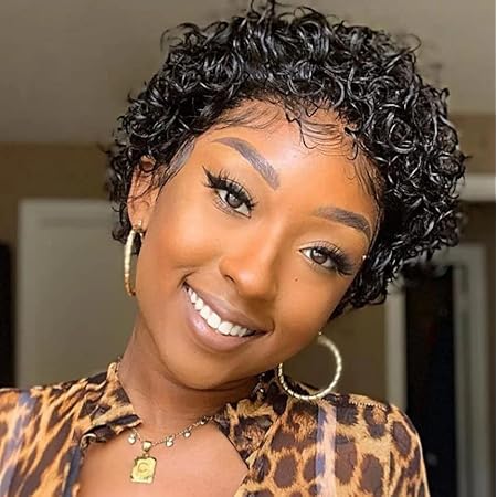 Amazon.com: Usexy Short Human Hair Pixie Cut Wigs for Black Women Short ...