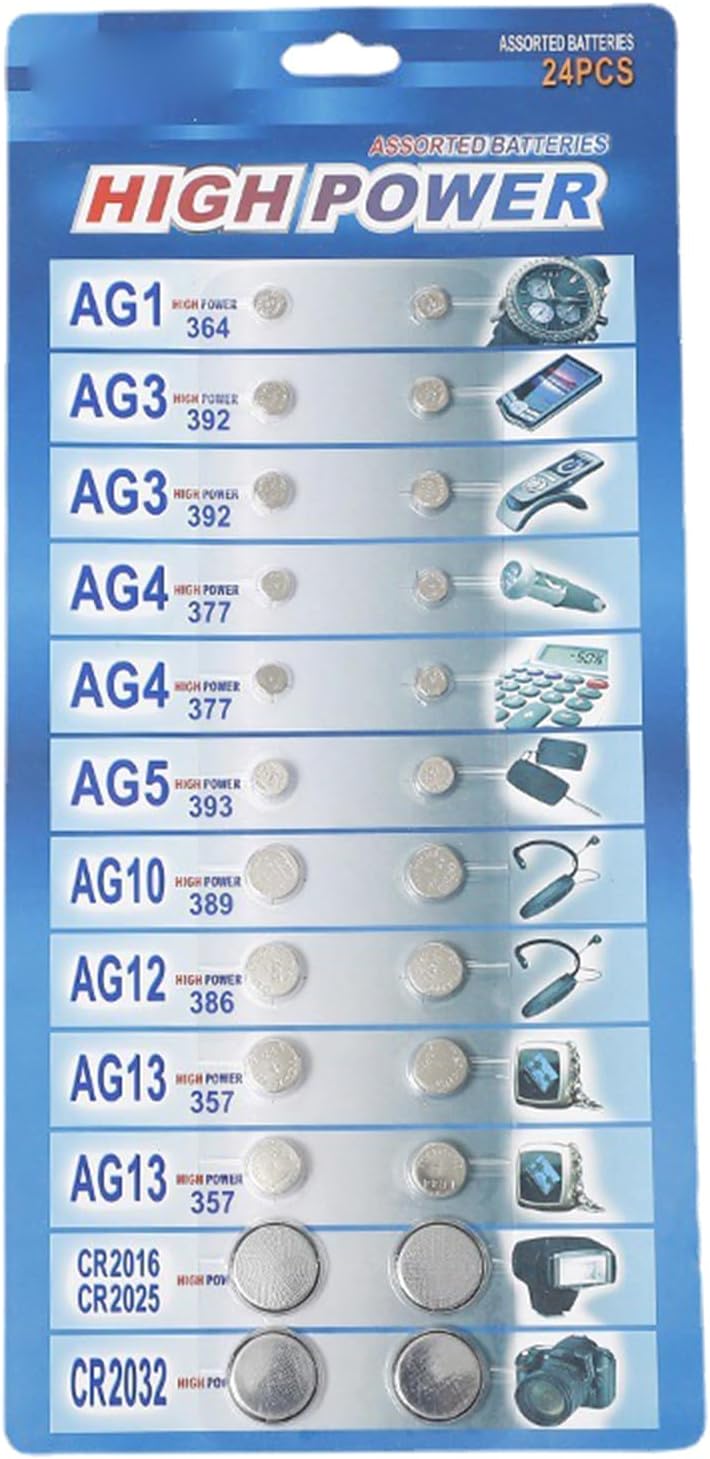Amazon | AG1/AG3/AG4/AG5/AG10/AG12/AG13 ボタン電池 24 個セット時計用電池ボタン電池 CR2016 ...