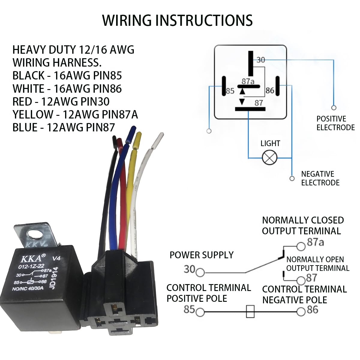 12V Waterproof Relay Waterproof Relay Harness Irhapsody 4-PIN 40/30AMP ...