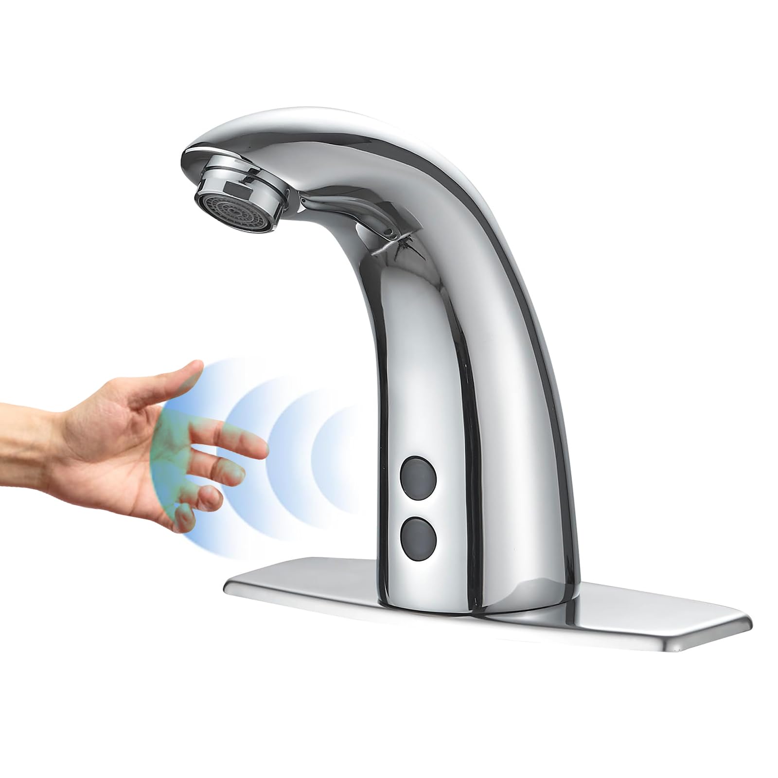 BWE Chrome Touchless Bathroom Faucet, Automatic Infrared Motion Sensor ...