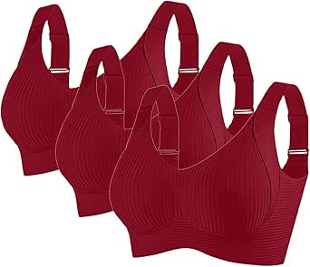 Womens Wireless Bra 3 PC Push Up Adjustable Ribbed Seamless Bralette ...