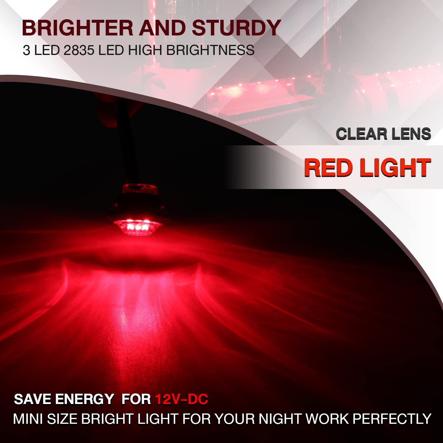 Snapklik.com : TMH 10 Pcs 3/4 Inch Clear Lens Red LED 3 Diodes Round ...