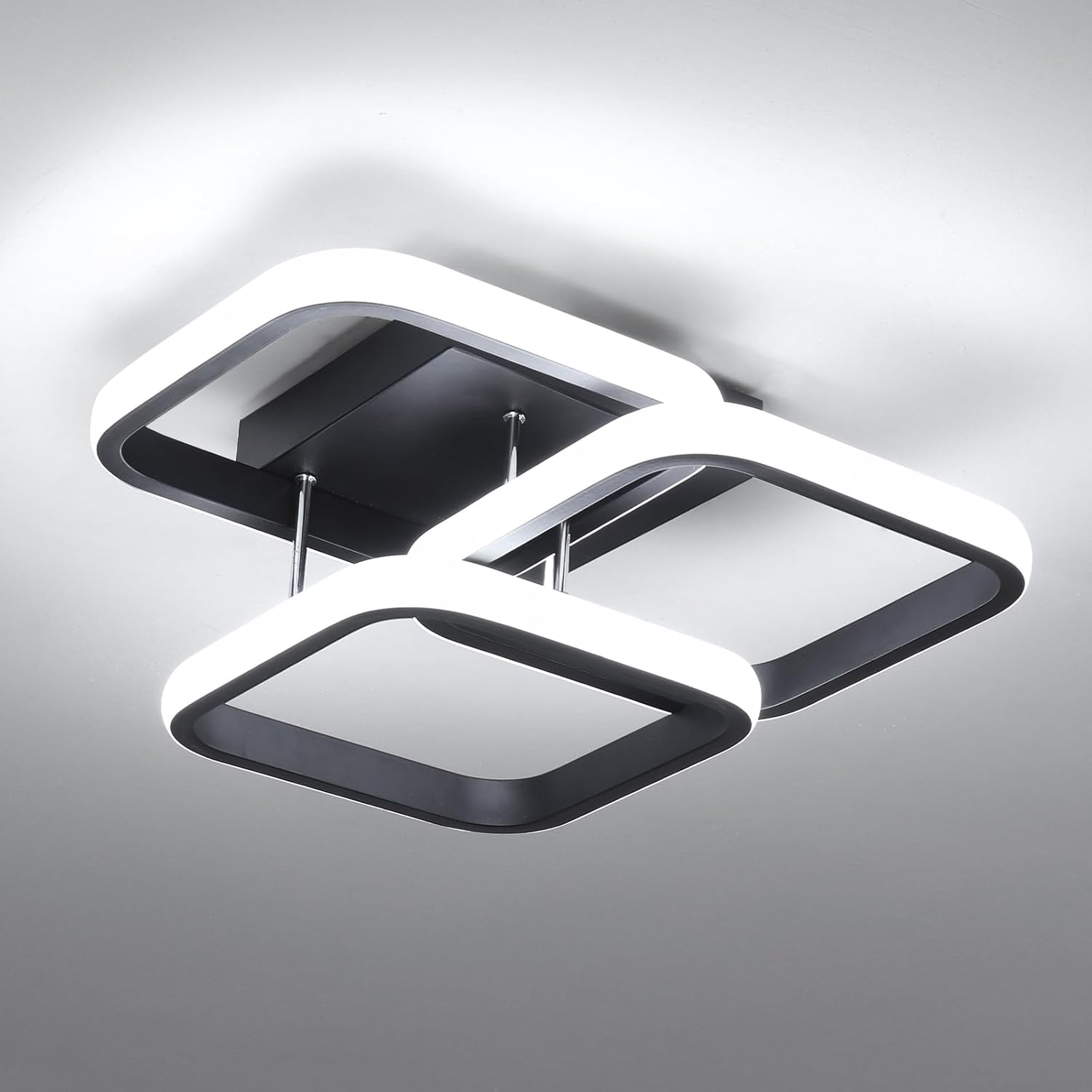 ADISUN LED Modern Ceiling Light Fixture, 24W Medium Black Flush Mount ...