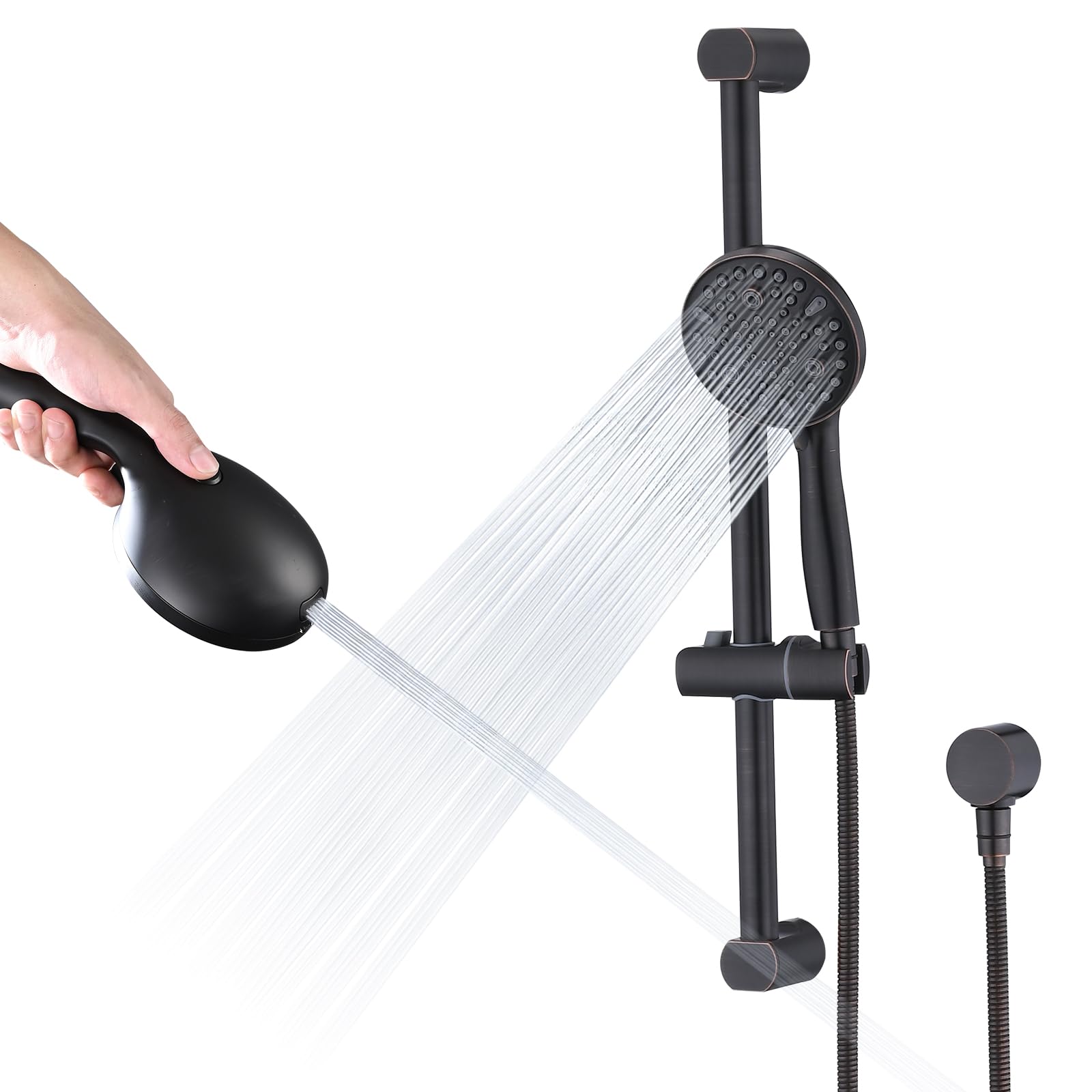 LOCALAND Hand Shower with Slide Bar, High Pressure 10 Setting Handheld ...