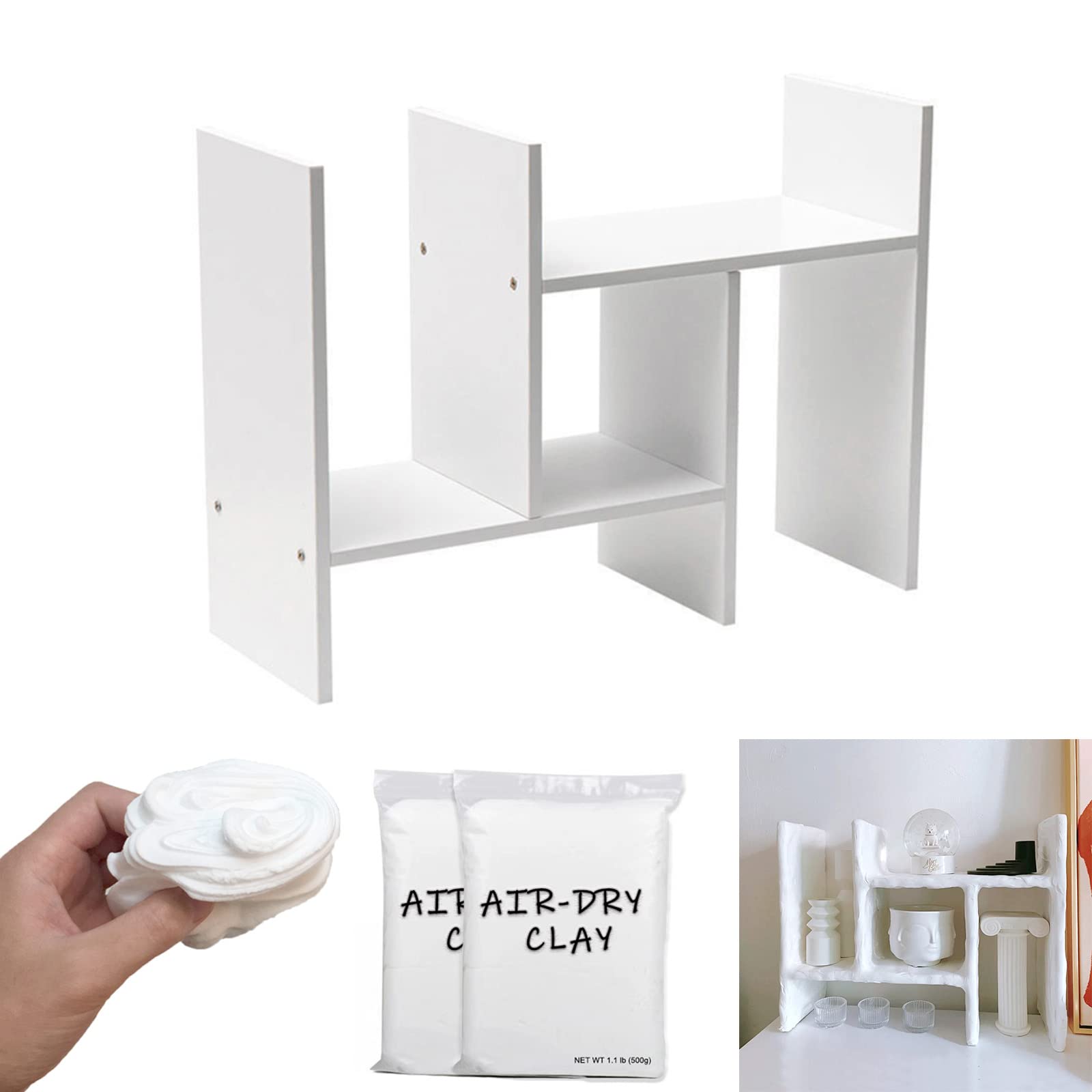 INSETLAN Desktop Organizer Office Desk Decor Storage Rack, DIY Air Dry ...