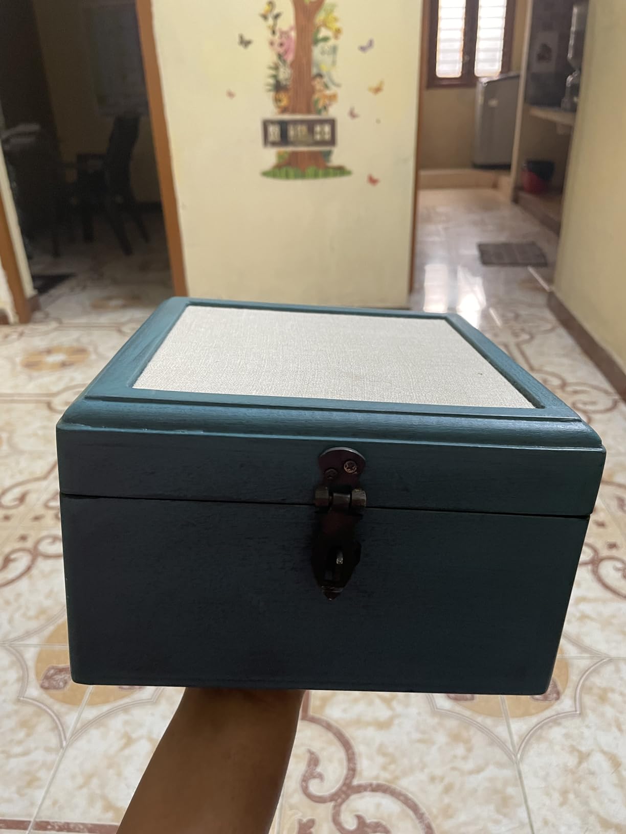 Buy CONTRAST LIVING Wood Hand Painted Vintage Decorative Box (Blue ...