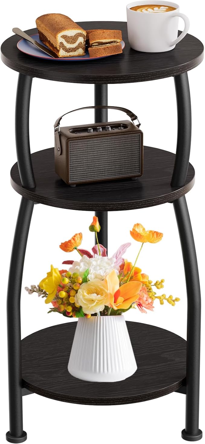 Amazon.com: Yuede Small Round Side Table, 3-Tier End Table with Storage ...