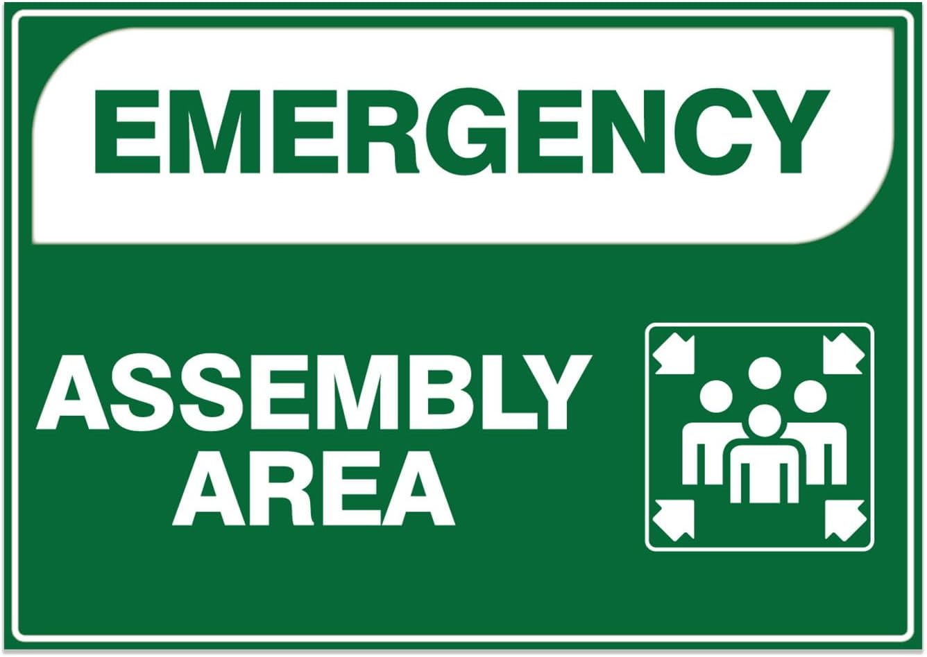 Amazon.com: Emergency Assembly Area (with Pictogram) Safety Sign Safety ...