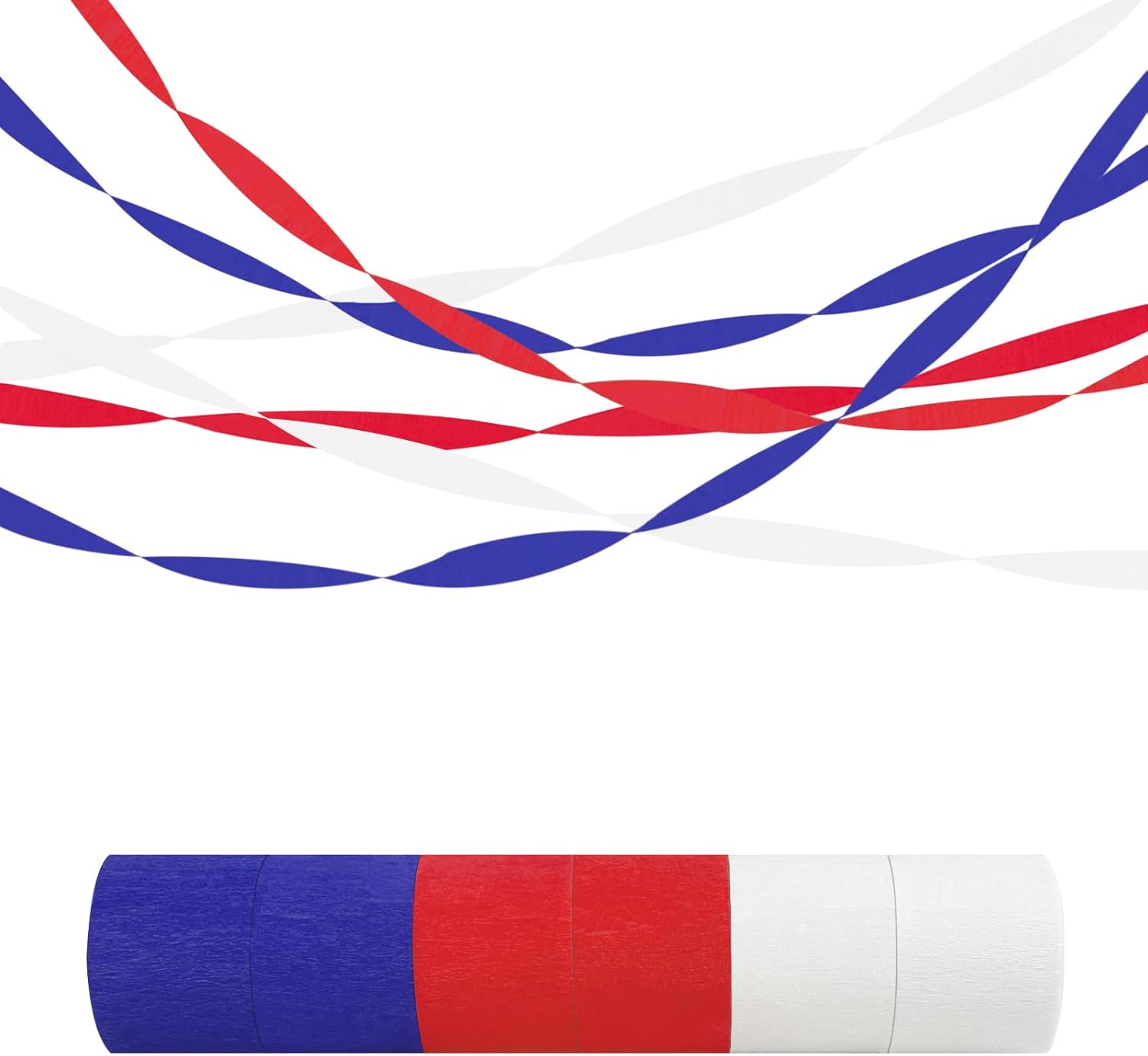 Amazon.com: UNIIDECO Crepe Paper Streamers 6 Rolls Red Blue and White ...
