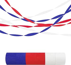 Amazon.com: UNIIDECO Crepe Paper Streamers 6 Rolls Red Blue and White ...