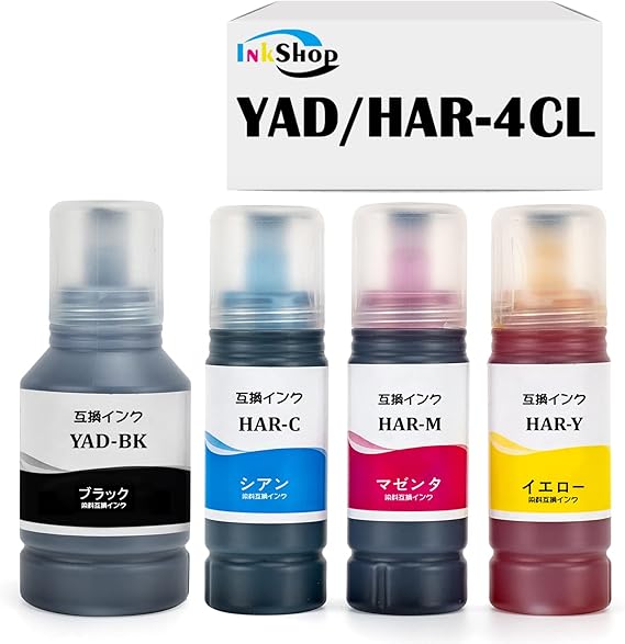 Amazon.co.jp: エプソン YAD/HAR 互換 インクボトル ヤドカリ ハリネズミ インク Epson インク YAD HAR 4色セット 大容量 対応機種 EW-M571T EW ...