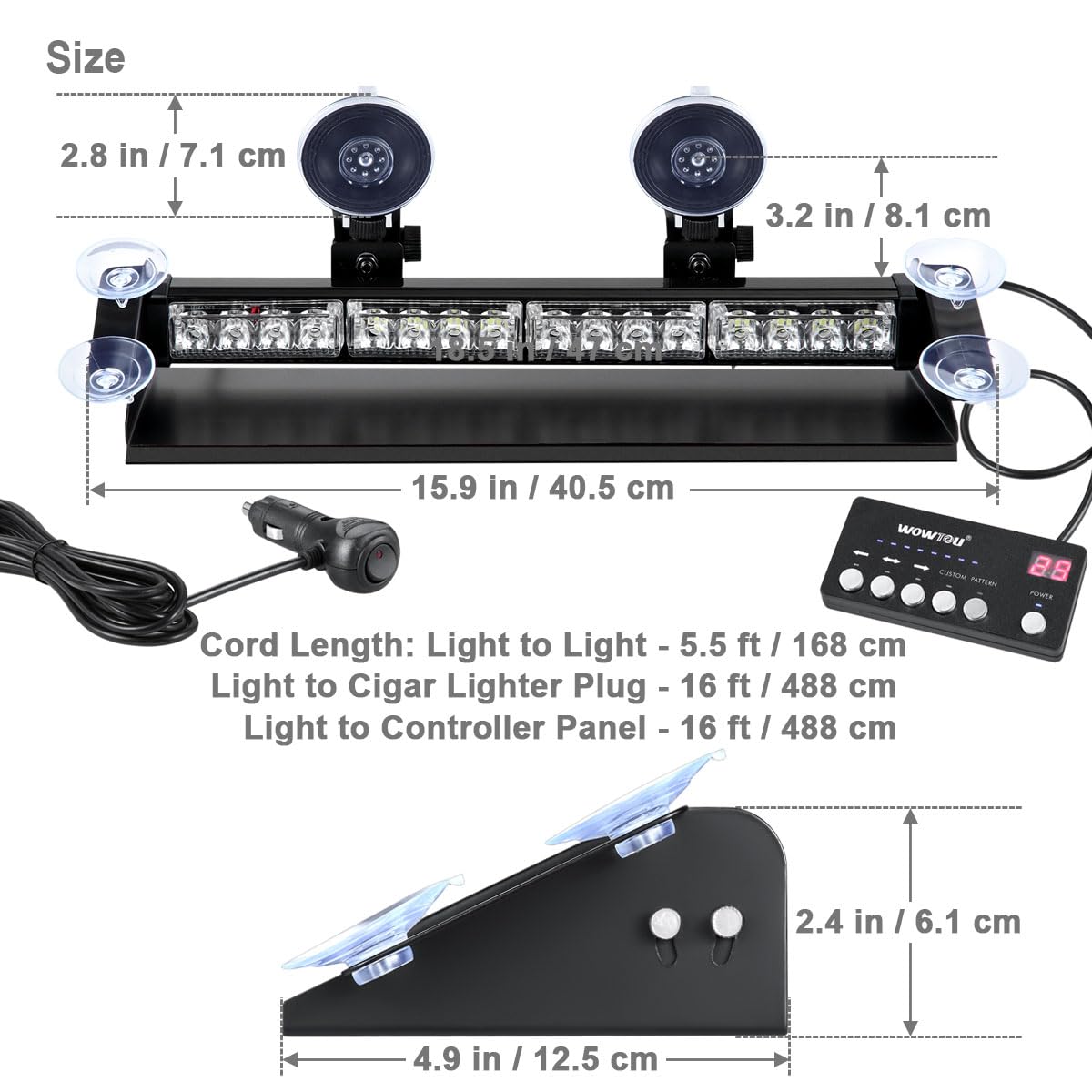 Snapklik.com : WOWTOU 2 In 1 LED Amber White Dash Strobe Light Bar For ...