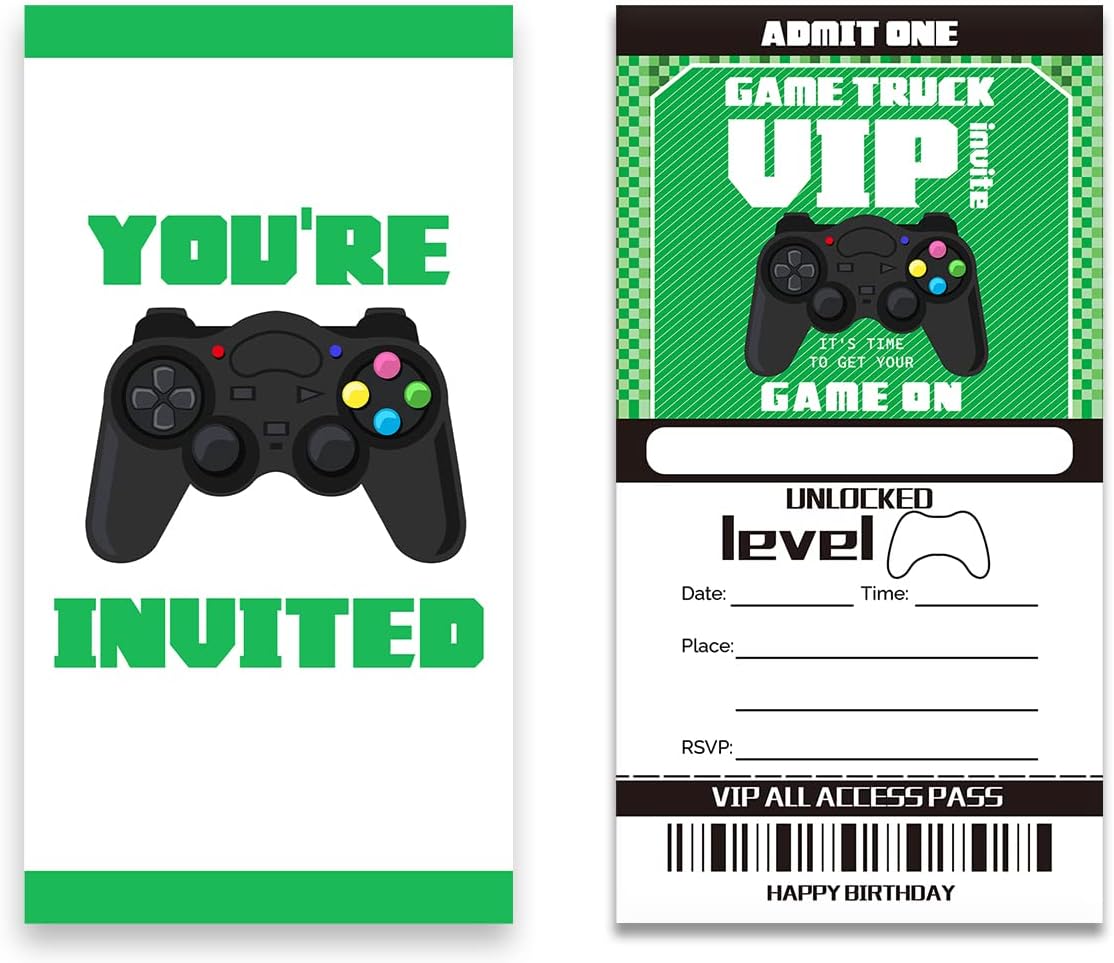 Amazon.com : Simimi art 30 Arcade birthday invitation with Envelopes ...