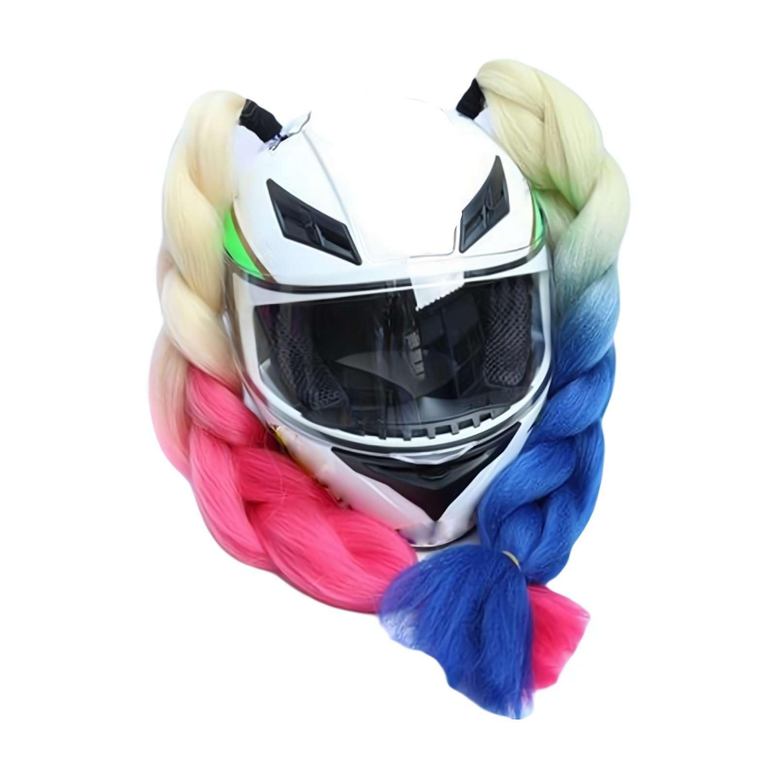 Motorcycle Helmet Ponytails 1 Pc 20 Inches Black To Red Helmet Pigtail