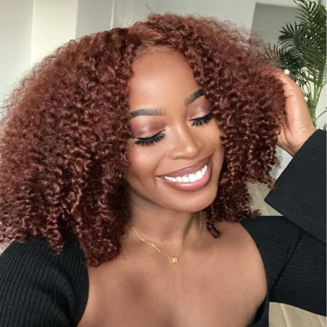 Amazon.com : UNICE Redish Brown 13x4 Lace Front Wigs Human Hair Afro ...