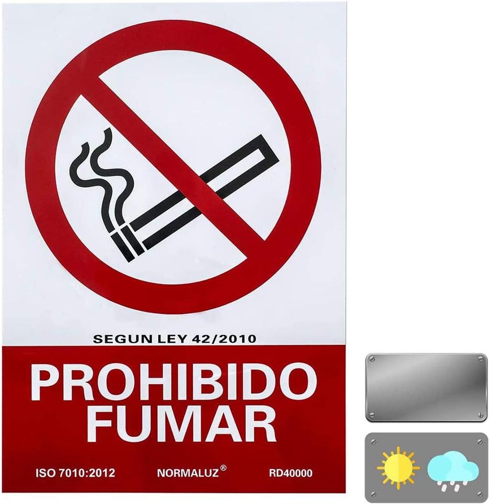 Normaluz - Señal Prohibido Fumar | Texto y Pictograma | Homologada UNE ...