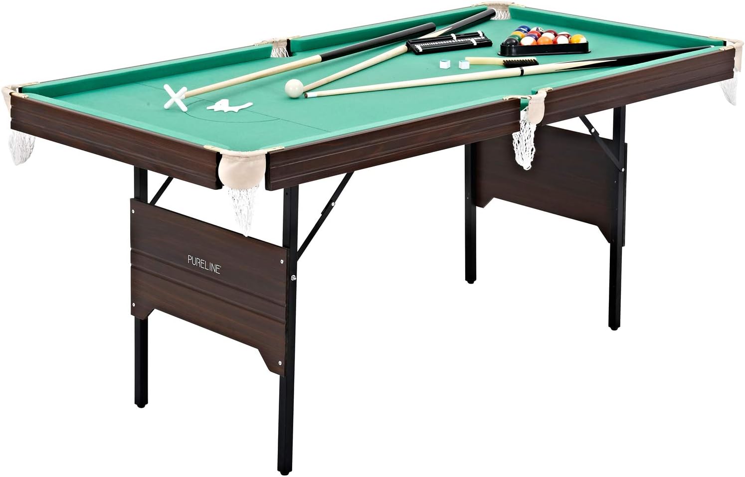 6ft Folding Home Snooker & Pool Table (Dark Walnut) : Amazon.co.uk ...
