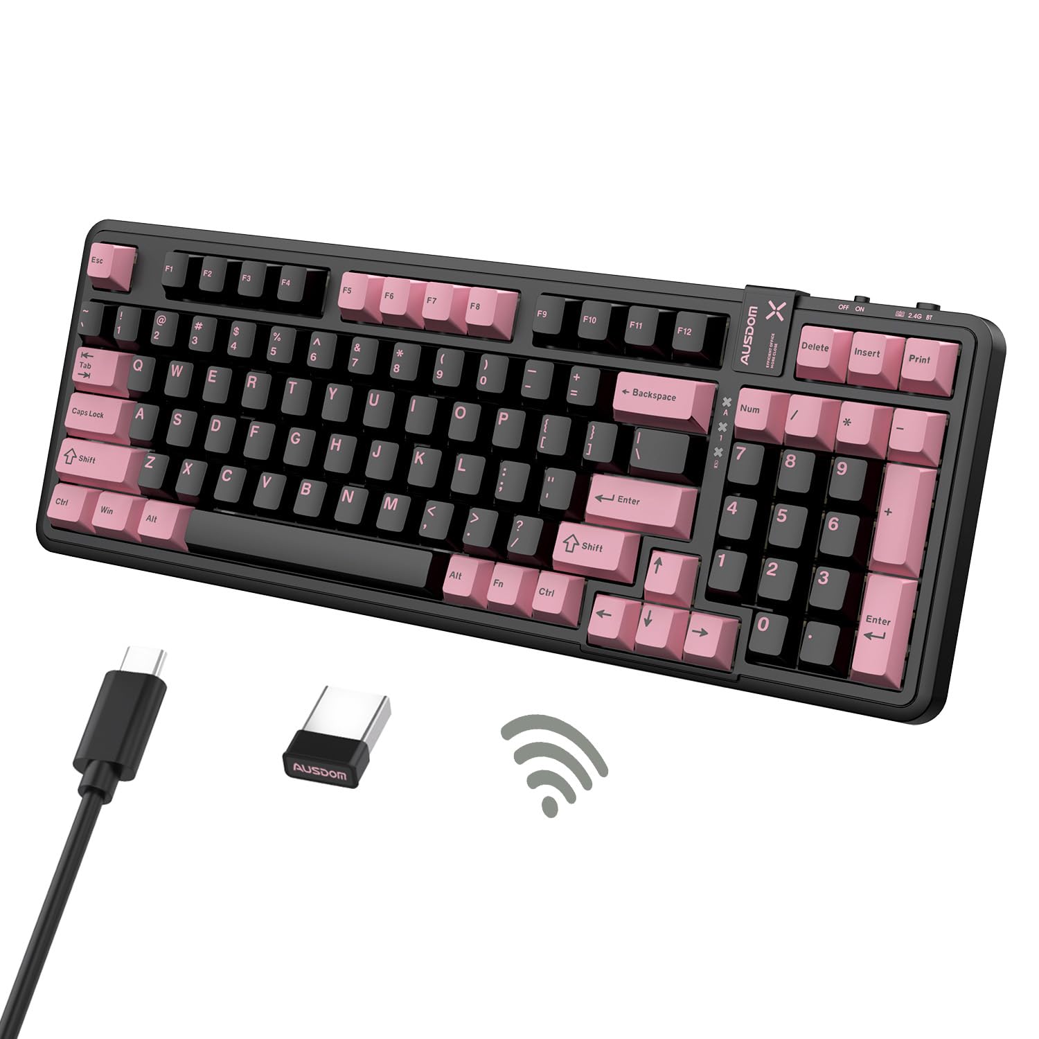 Amazon.com: AUSDOM 98Pro Silent Wireless Mechanical Keyboard,Tri-Mode ...