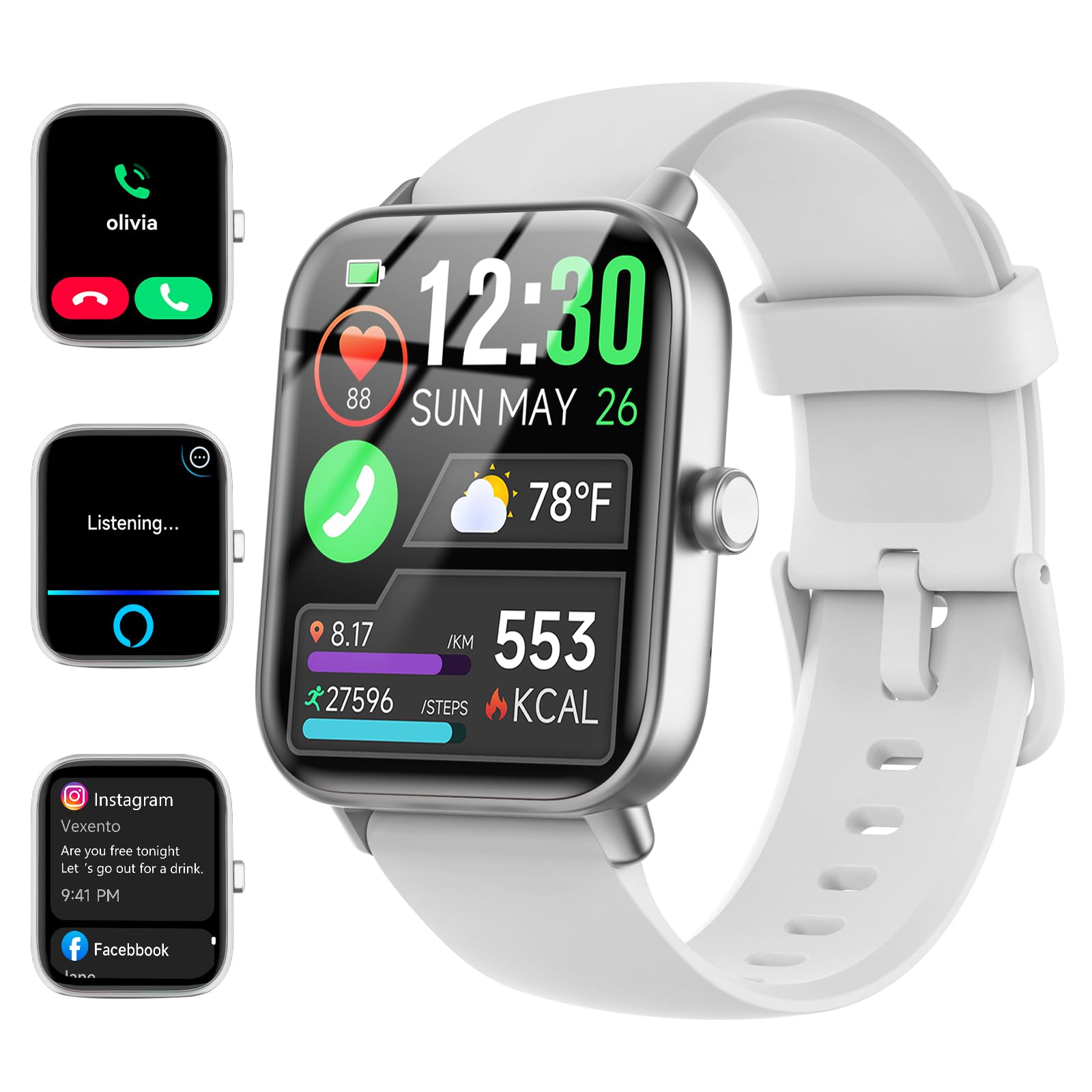 Amazon.com: Smartwatch for Women, Alexa Built-in, 1.8" Fitness Tracker ...