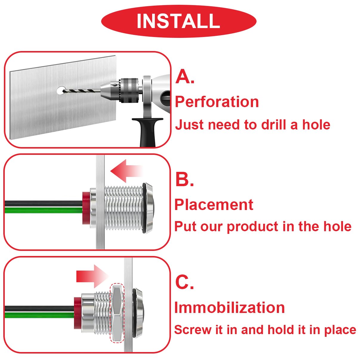 Metal Flush Mount Indicator Lights PATIKIL 12-24V LED Indicator Lights ...
