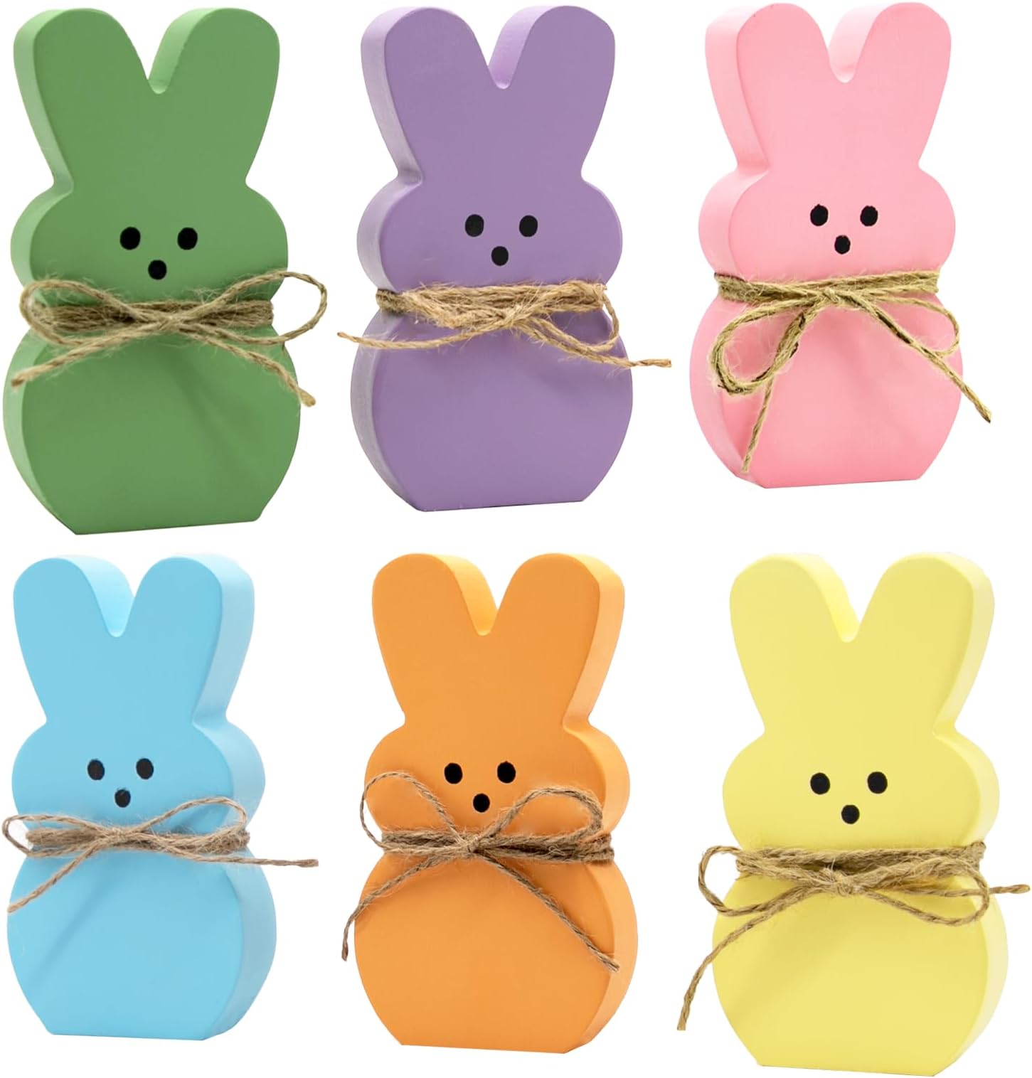 Amazon.com: 5 Pieces Wooden Easter Bunnies Decor Rabbit Shape Wood ...