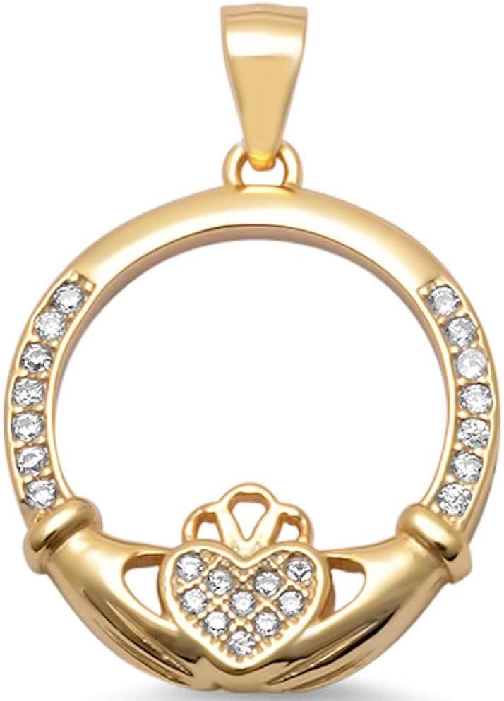 Amazon.com: XP Jewelry 愛爾蘭克拉達吊墜項鍊含立方氧化鋯可調節鏈 - 選擇您的顏色, 金屬, 立方氧化鋯 : 服裝，鞋子和珠寶