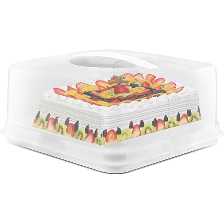 ASAB 30cm Large Square Plastic Cake Box Cake Storage Carrier Clear ...