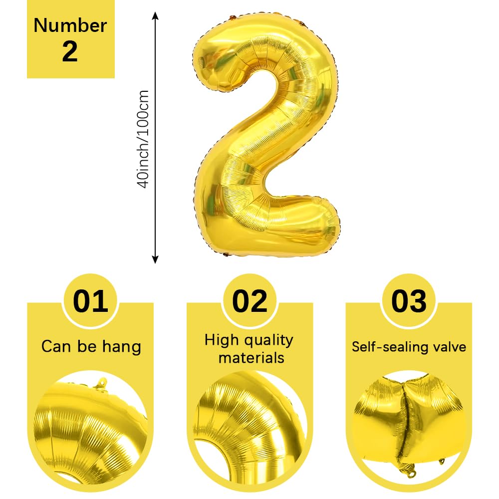 Snapklik.com : HQIOA 40 Inch Gold Number 2 Balloon