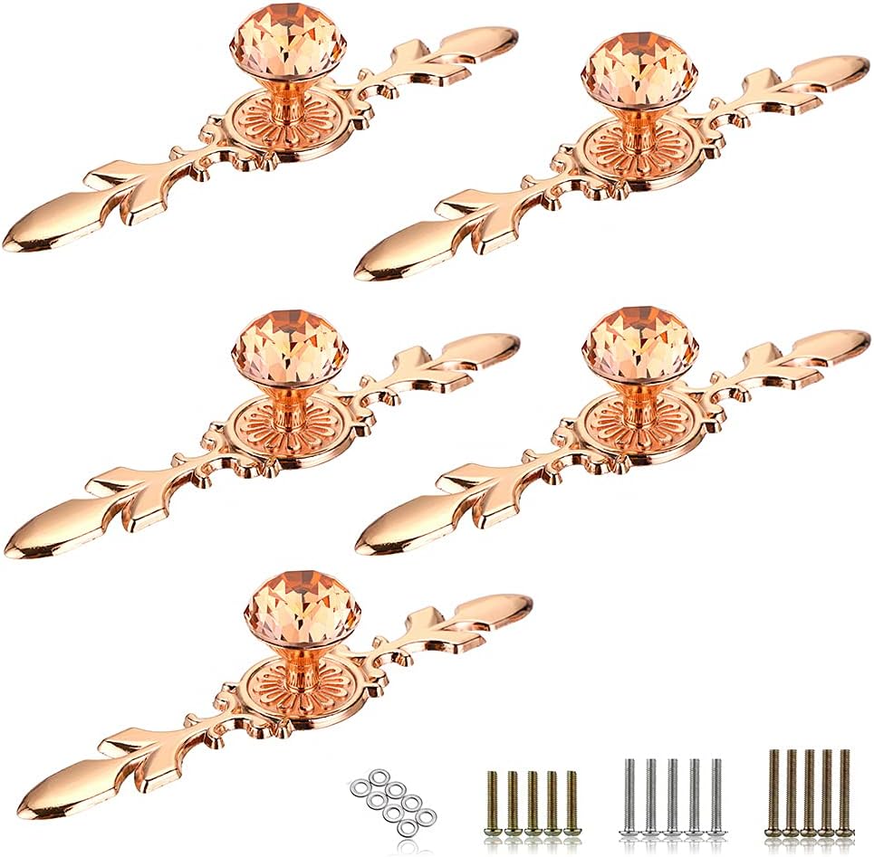 Sumnacon 5 Pcs 6.7 Inch Crystal Drawer Dresser Knobs - Diamond Cabinet ...