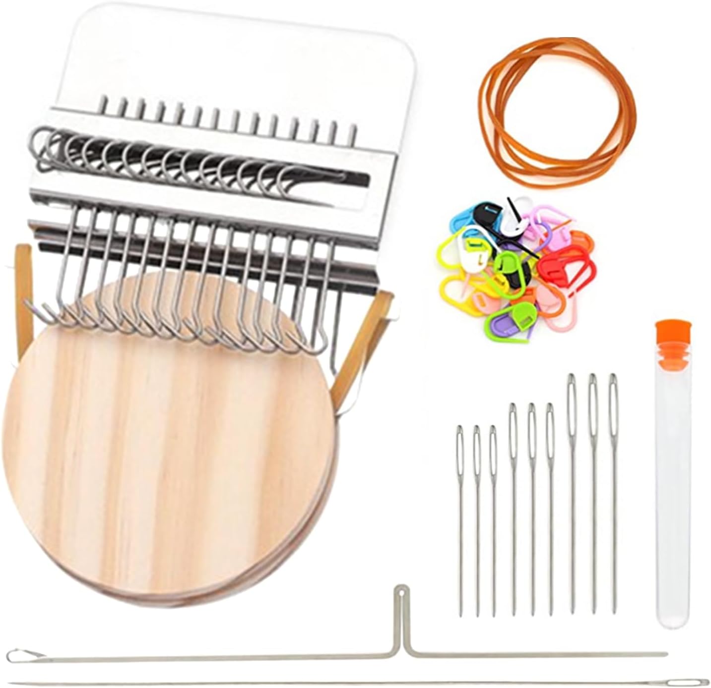 14 Hooks Small Wooden Weave Loom Tool for Beginners Darning Loom ...