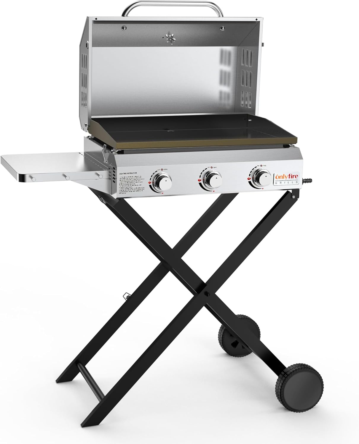Onlyfire 3-Burner Gas Plancha Portable Gas BBQ with Foldable Stand ...