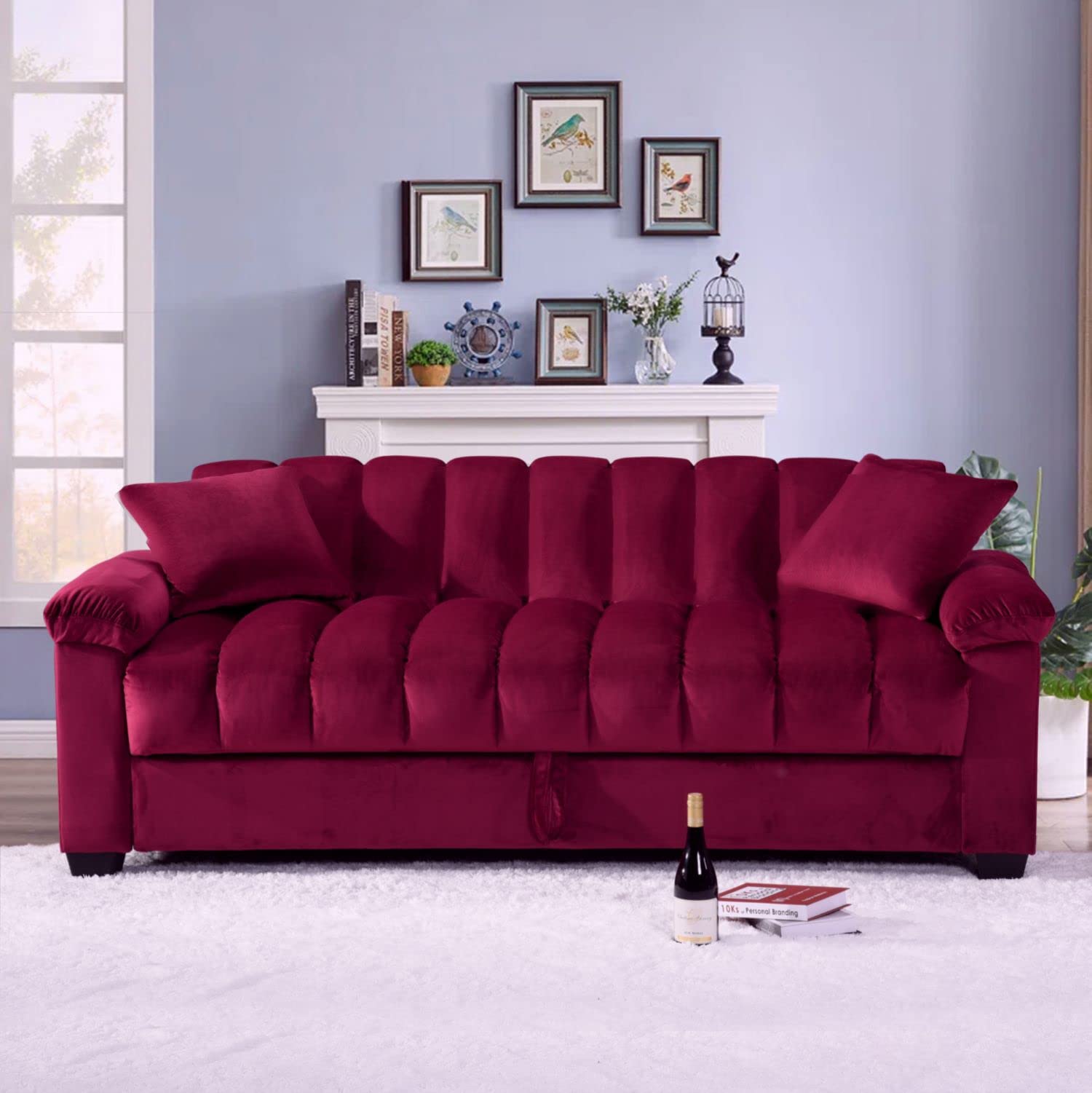 Amazon.com: Legend Vansen Velvet Storage Convertible Sofa Bed Sleeper ...