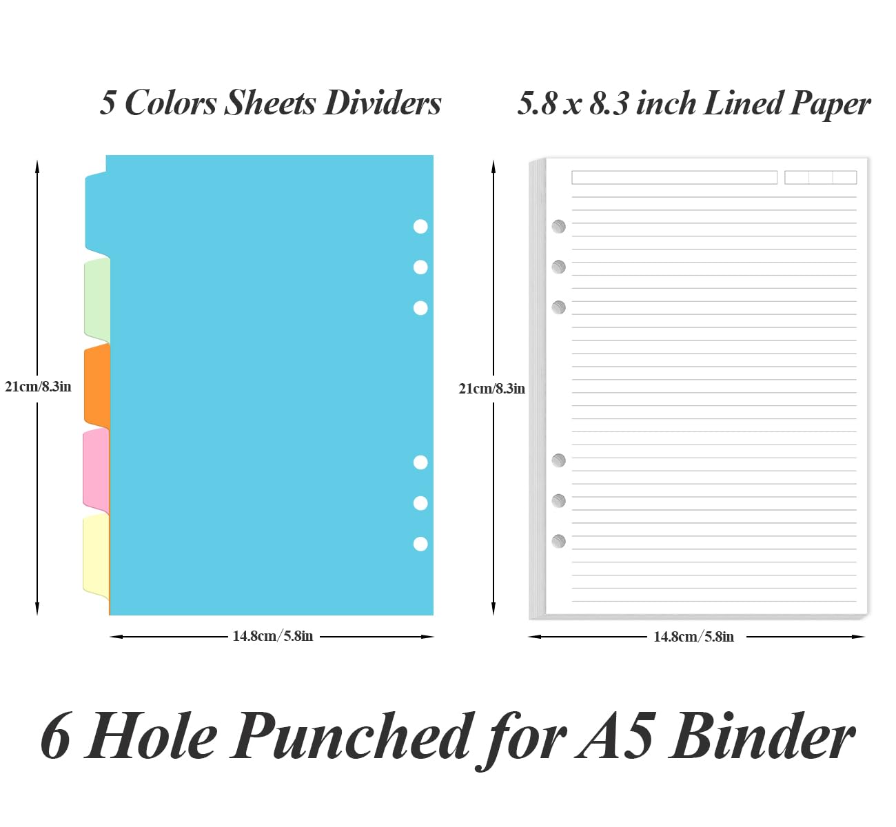 Snapklik.com : A5 Refill Paper - 6 Hole Planner Inserts For A5 Binder ...