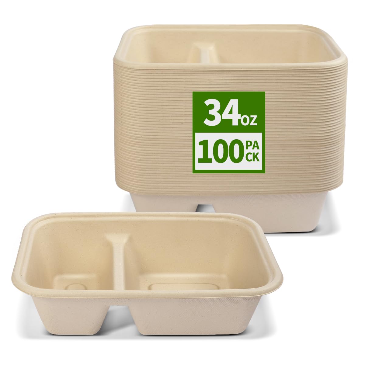 Amazon.com: AICHEF 100 Pack 2 Compartment Paper Bowls for Chip Dip ...