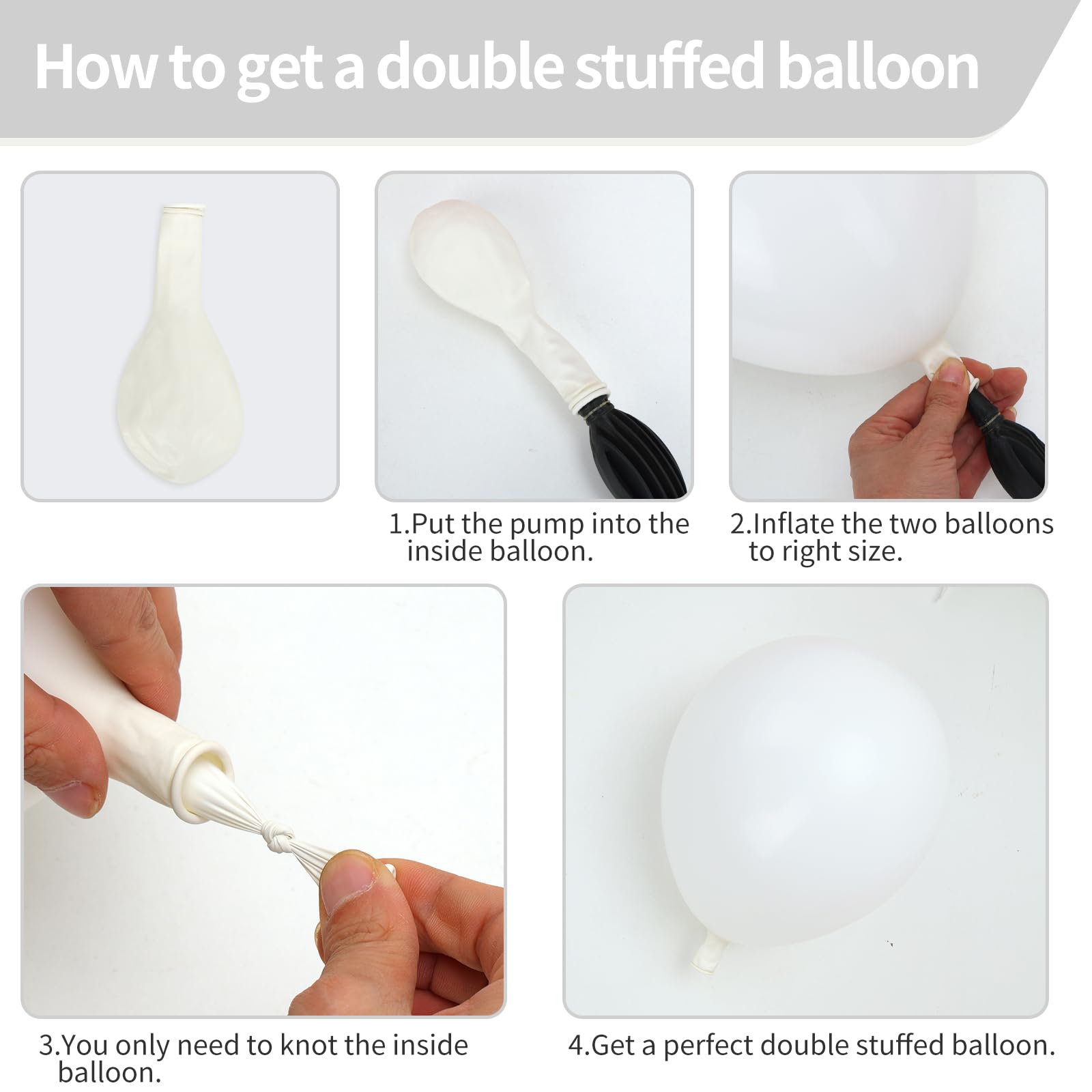 Snapklik.com : RUBFAC Double Stuffed White Balloons Different Sizes 18 ...