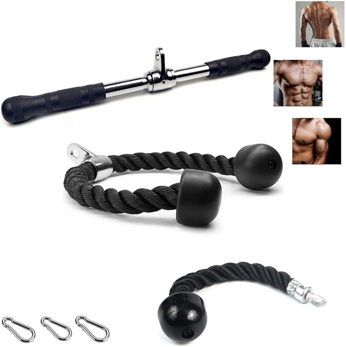 Buy Ycrdtap Rotating Straight Bar, Triceps Push Pull Down Rope Cord ...