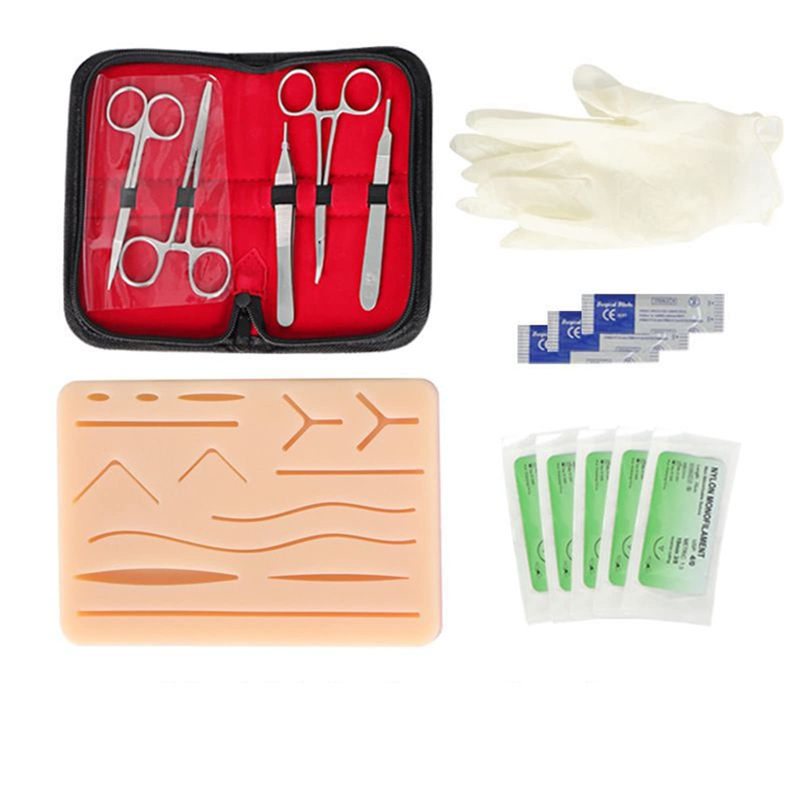 14 Piece Suture Practice Kit Reusable Suturing Pad With Tool ...