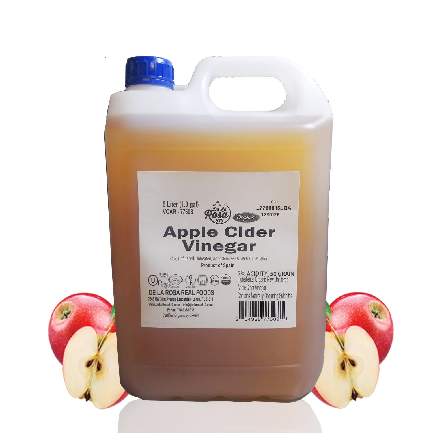 Amazon.com : De La Rosa Organic Apple Cider Vinegar, Raw & Unfiltered ...