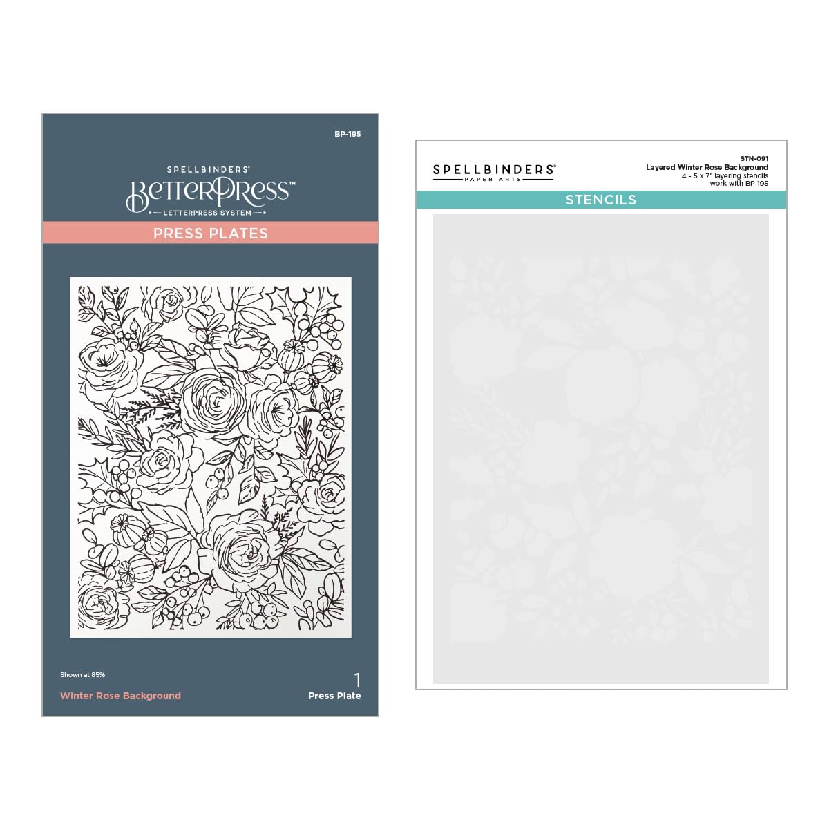 Amazon.com: Spellbinders Winter Rose Background Betterpress and Stencil ...