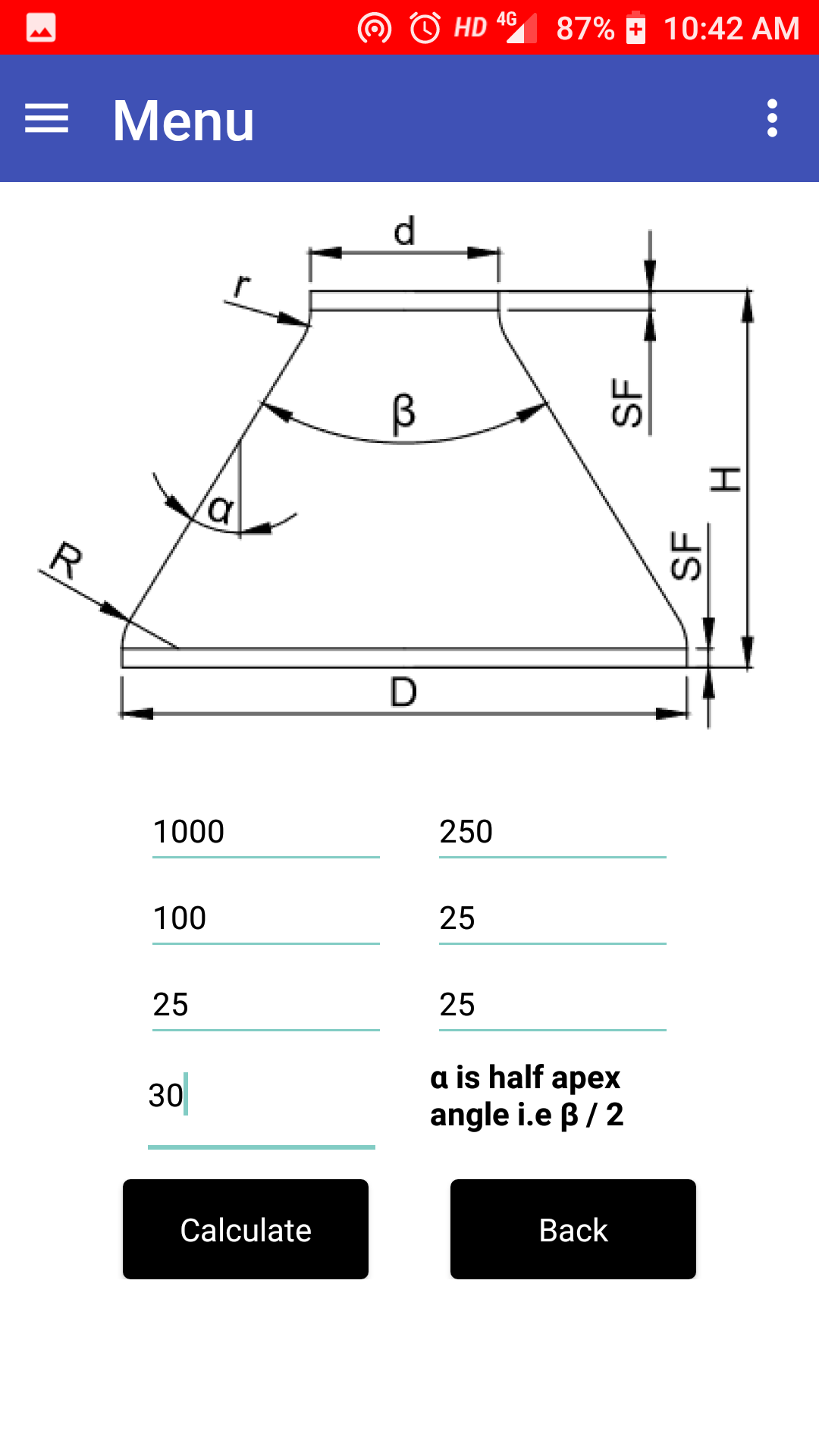 Cone Flat Pattern Formula